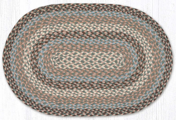 C-911 Taupe/Ivory/Light Blue Braided Rug | The Braided Rug Place