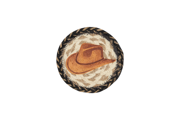 IC-9-93 Tan Cowboy Hat Individual Coaster | The Braided Rug Place