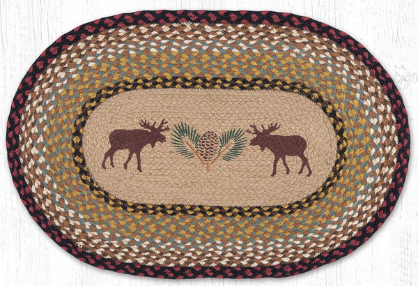 OP-019 Moose Pinecone Oval Rug | The Braided Rug Place