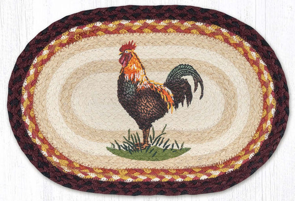 PM-OP-471 Rustic Rooster Placemat 13"x19" | The Braided Rug Place