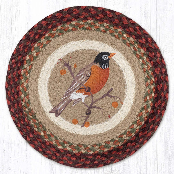 PM-RP-417 Robin Round Placemat | The Braided Rug Place