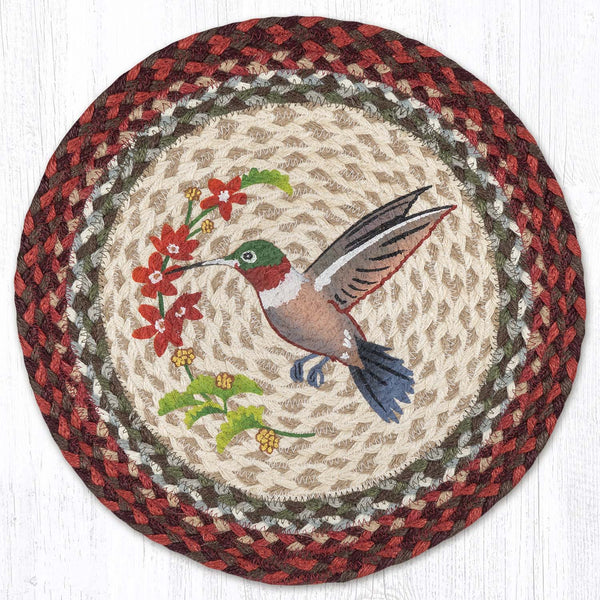 PM-RP-717 Wildlife Hummingbird Round Placemat | The Braided Rug Place