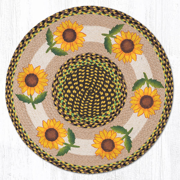 RP-593 Good Sunflower Round Rug | The Braided Rug Place