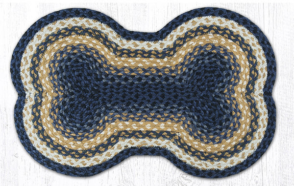 DB-079 Dark Blue/Mustard Dog Bone Rug | The Braided Rug Place