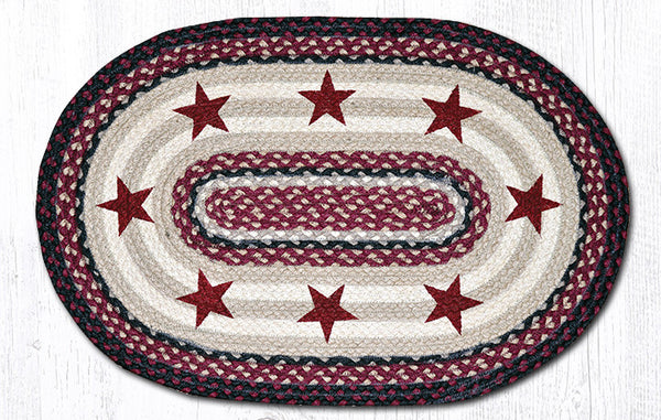 OP-344 Burgundy Stars Oval Rug | The Braided Rug Place