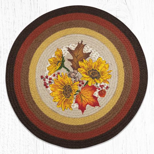 RP-606 Autumn Sunflowers Round Rug | The Braided Rug Place