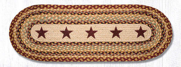 TR-357 Burgundy Stars Oval Table Runner | The Braided Rug Place