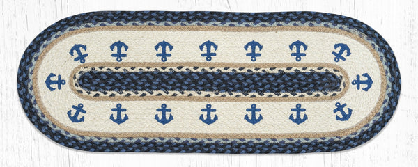 TR-443 Anchor Oval Table Runner | The Braided Rug Place