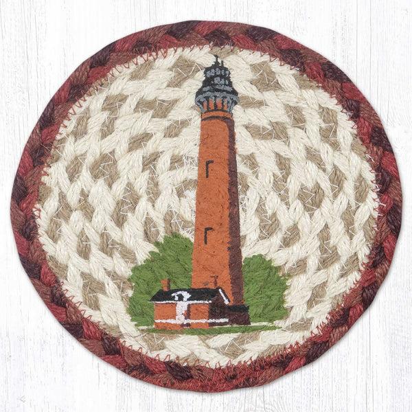 LC-390 Currituck Lighthouse 7" Round | The Braided Rug Place