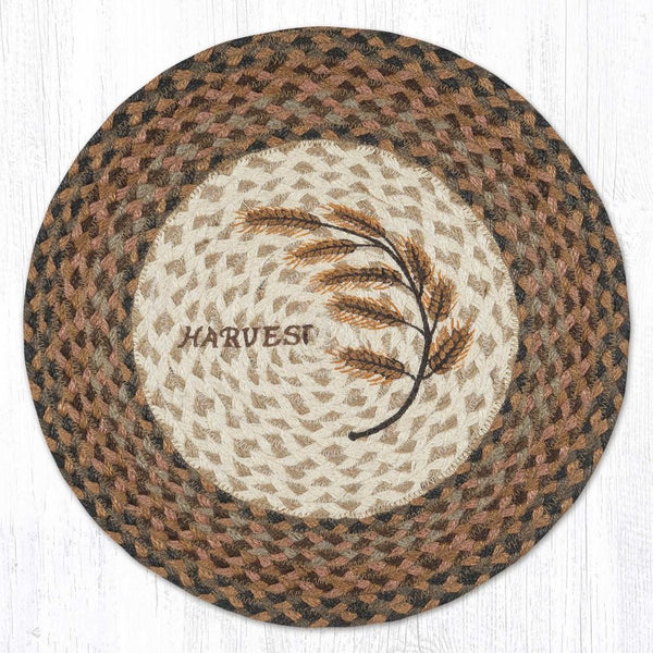 PM-RP-802 Golden Wheat Round Placemat | The Braided Rug Place