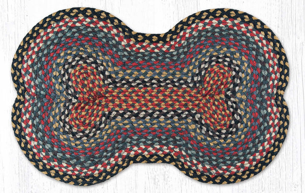 DB-043 Burgundy/Blue/Gray Dog Bone Rug | The Braided Rug Place