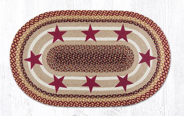 OP-357 Burgundy Stars Oval Rug | The Braided Rug Place | The Braided ...