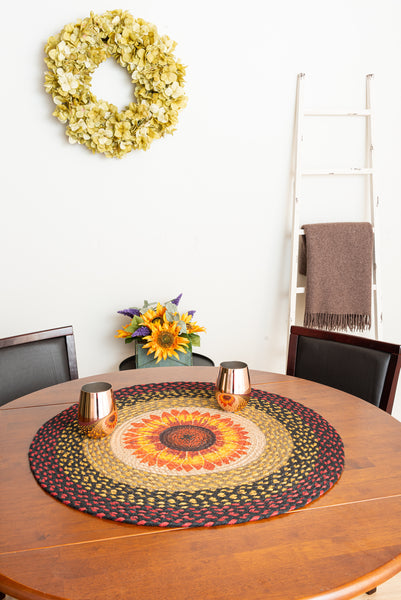 RP-919 Sunflower Round Rug | The Braided Rug Place