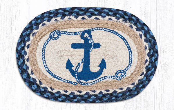 MSP-443 Navy Anchor Swatch 10"x15" | The Braided Rug Place