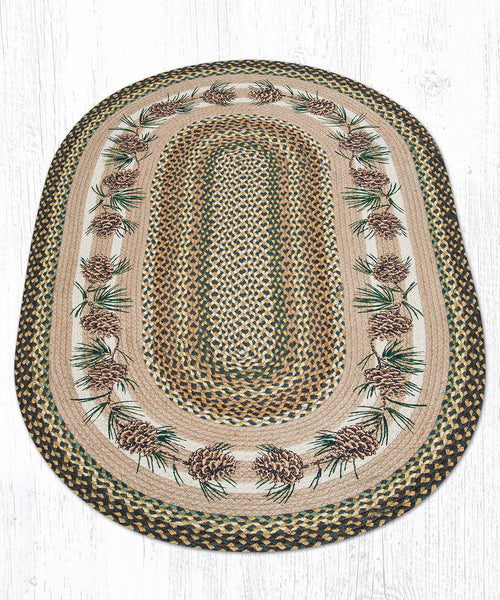 OP-051 Needles & Cones Oval Rug | The Braided Rug Place
