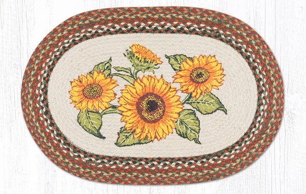 OP-300 Sunflowers Oval Rug | The Braided Rug Place