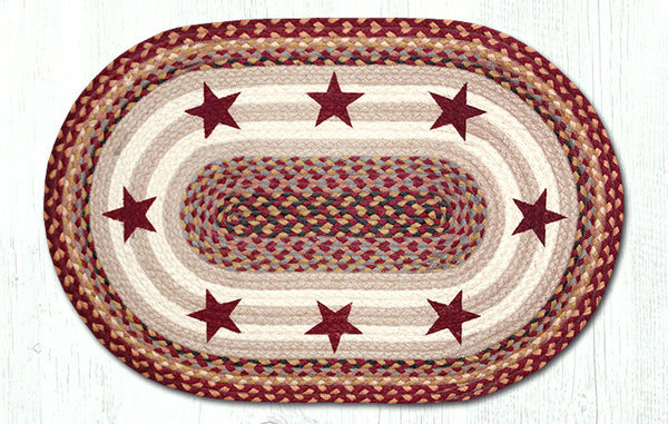 OP-357 Burgundy Stars Oval Rug | The Braided Rug Place | The Braided ...