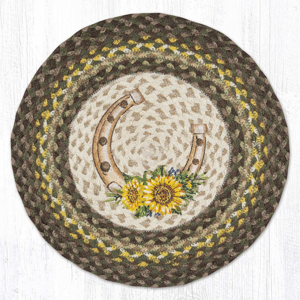 CH-793 Horseshoe Sunflower Chair Pad | The Braided Rug Place
