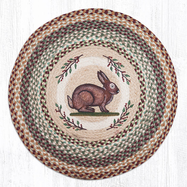 RP-413 Vintage Rabbit Round Rug | The Braided Rug Place