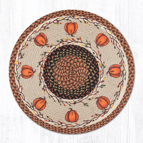 RP-222 Harvest Pumpkin Round Rug | The Braided Rug Place