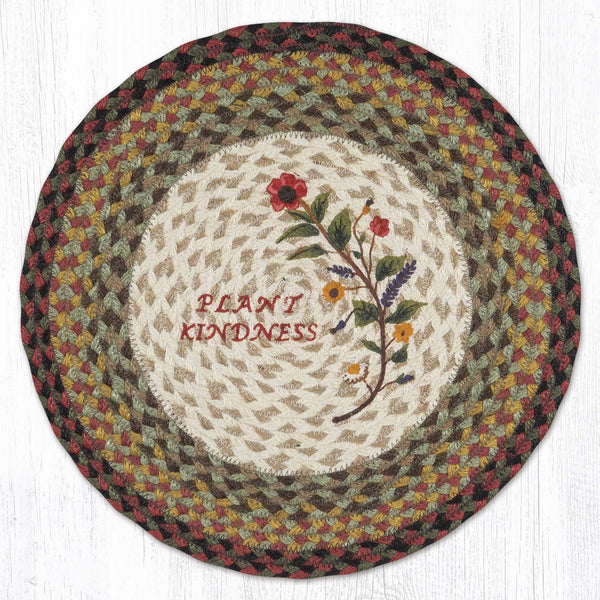 PM-RP-081 Plant Kindness Round Placemat | The Braided Rug Place